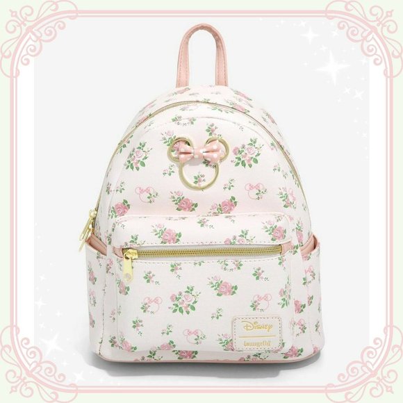 Loungefly | Bags | Minnie Mouse Pastel Pink Floral Mini Backpack ...